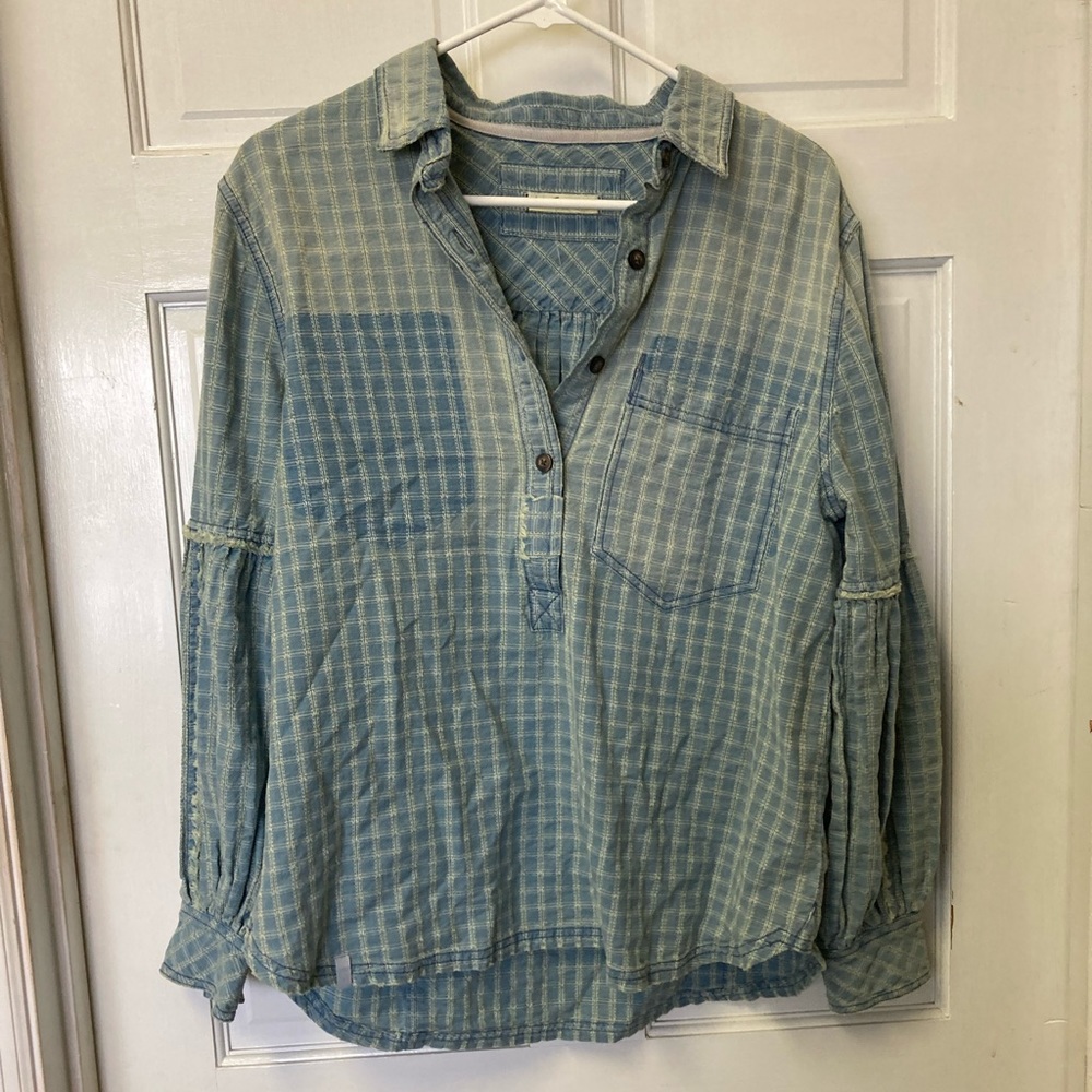 Free People We The Free Glacier Bay Button Down Shirt… - Gem